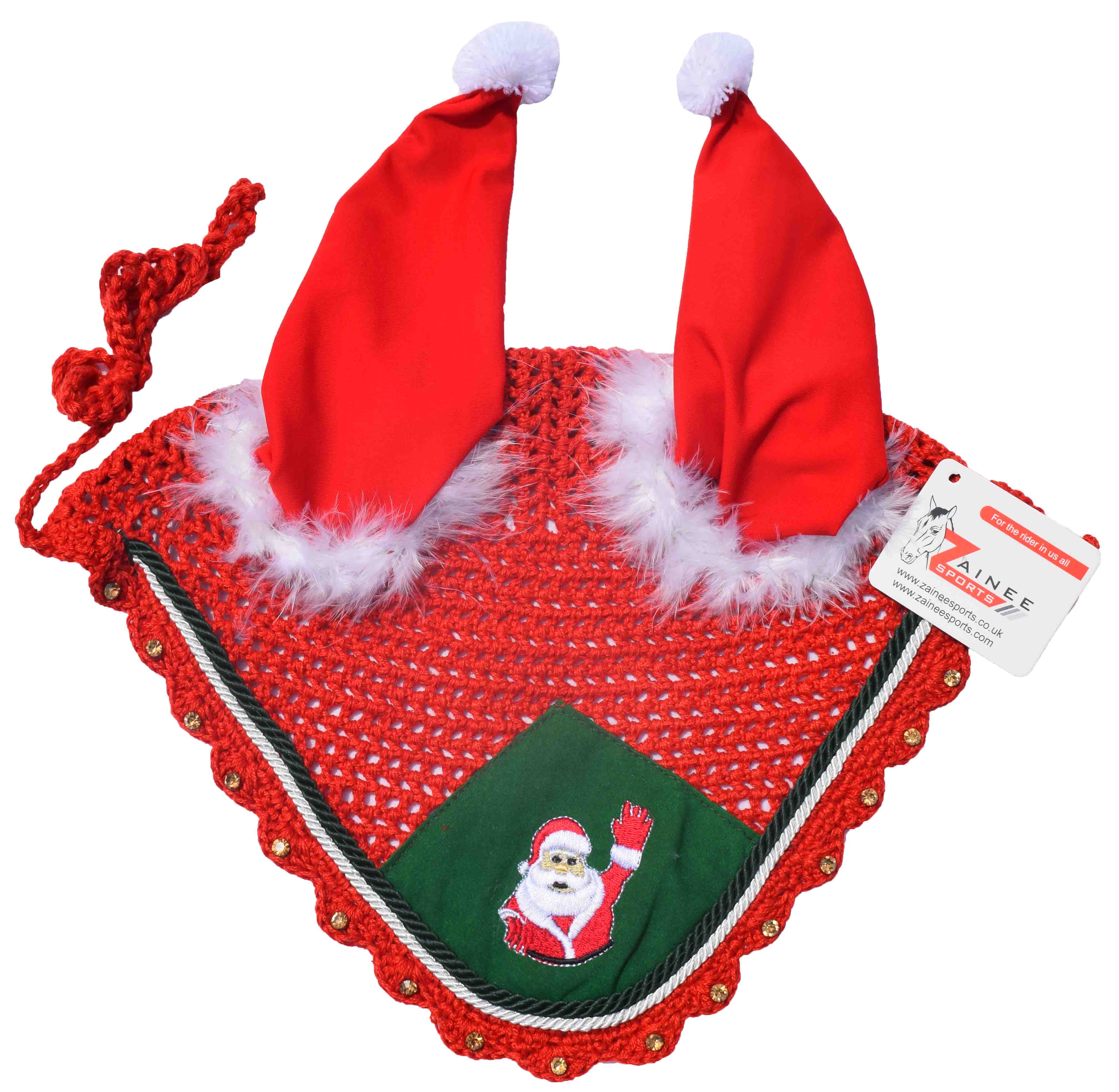 Santa Claus Christmas Horse Ear Bonnet/Net/Hat/Hood/Mask Fly veil Full ...